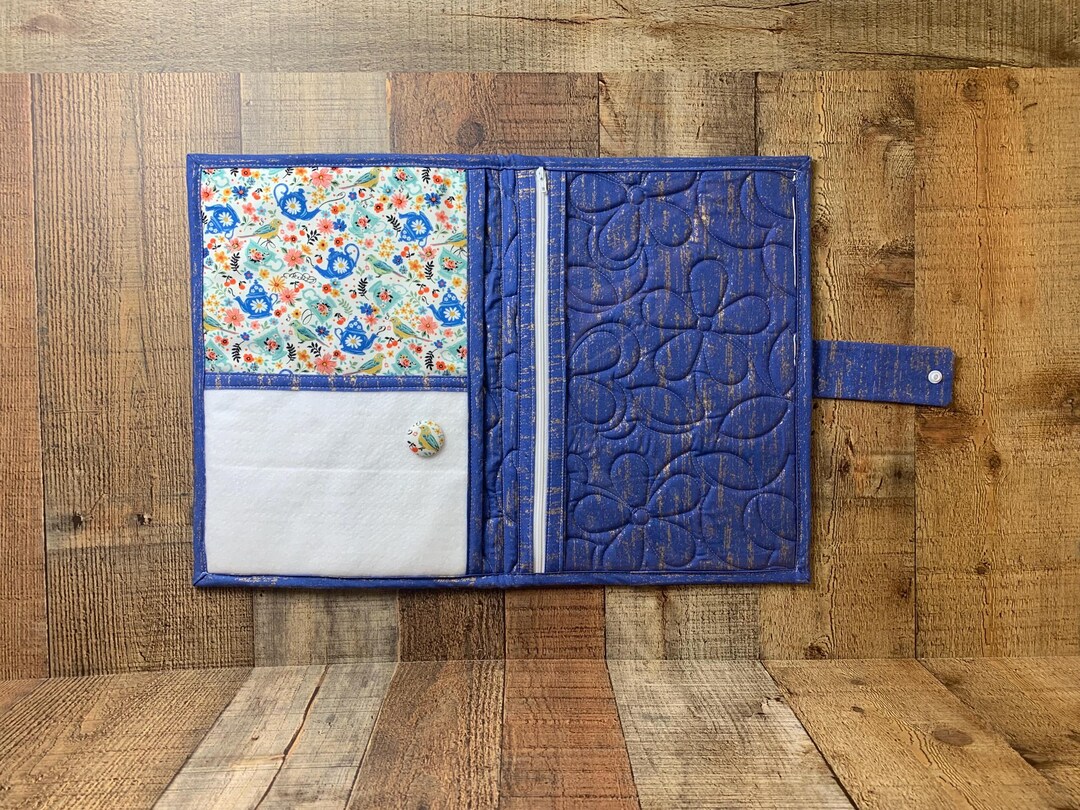 LARGE Quilted Cross Stitch Project Folder, Teacups Flowers Print (13 ...
