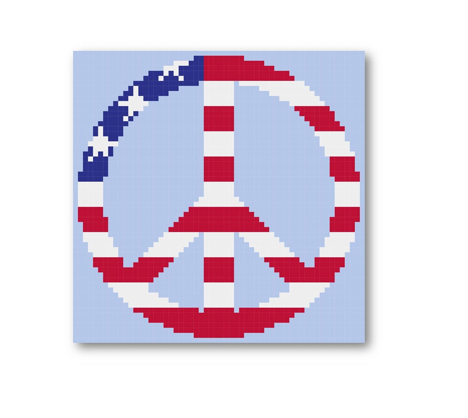 American Flag Peace Sign Cross Stitch Pattern (PDF Pattern) - Etsy