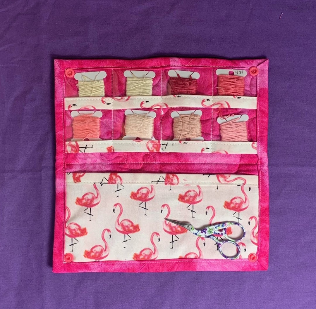 Quilted Cross Stitch Bobbin Buddy Folded Clutch 4.75x9.5 Travel Project ...