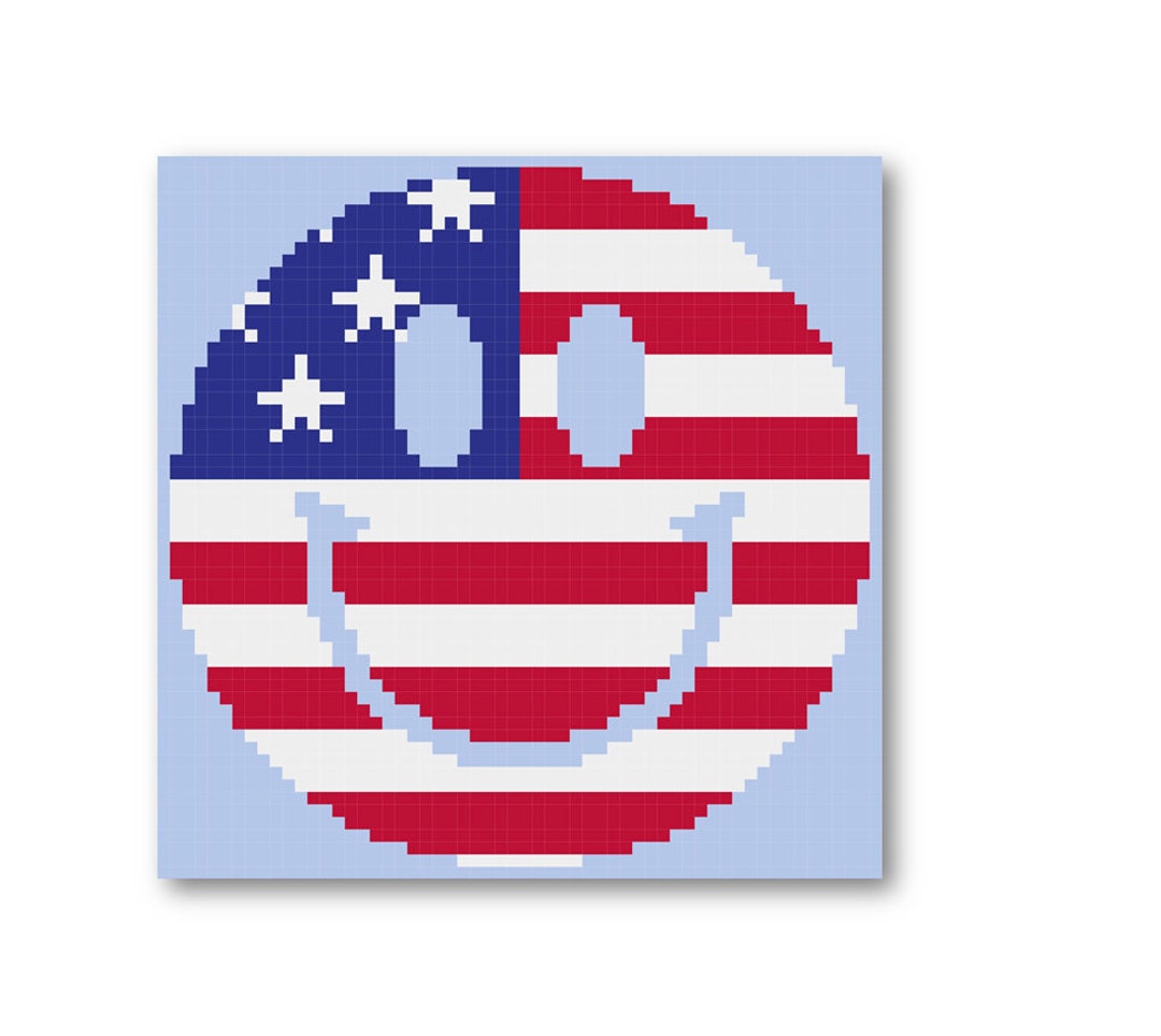 Smiley Face American Flag Cross Stitch Pattern (PDF Pattern) - Etsy