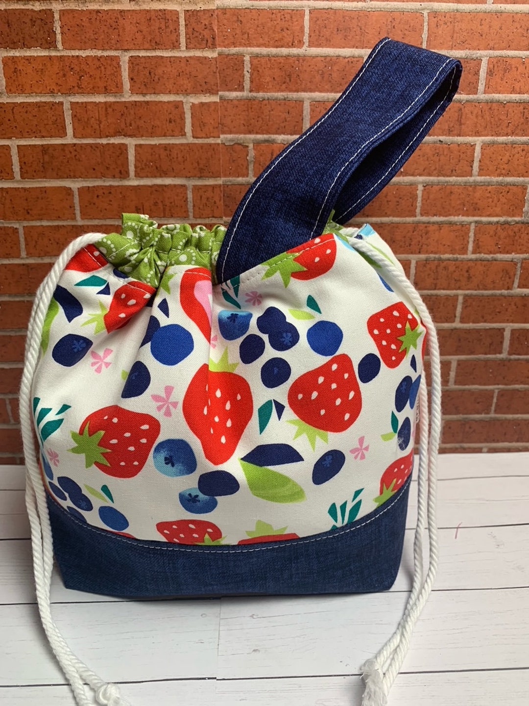 Small Knitting Project Bag With Drawstring, Tote , 13x10x5 Crochet ...