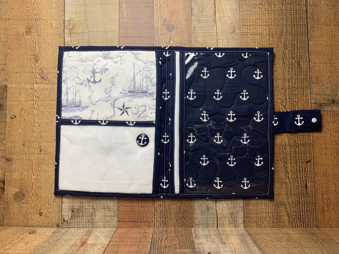 LARGE Quilted Cross Stitch Project Folder, Nautical Needle Minder (13 ...