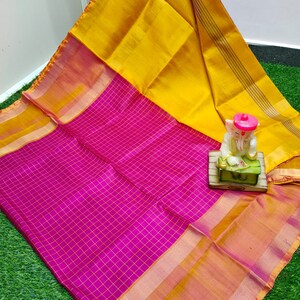 Uppada Pattu Small Checks Saree - Etsy