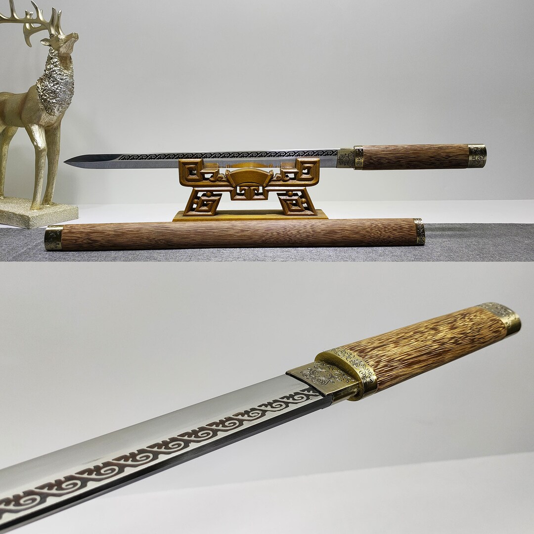 Crafts,handmade Sword, Tanto,spring Steel Carving, Pear Wood Scabbard ...