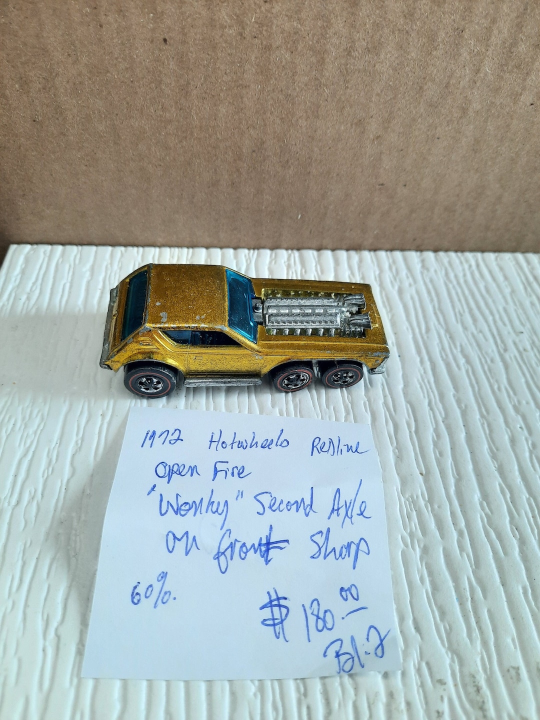 1972 Hot Wheels Redline Open Fire wonky Second Axle on Front Sharp, 60% ...