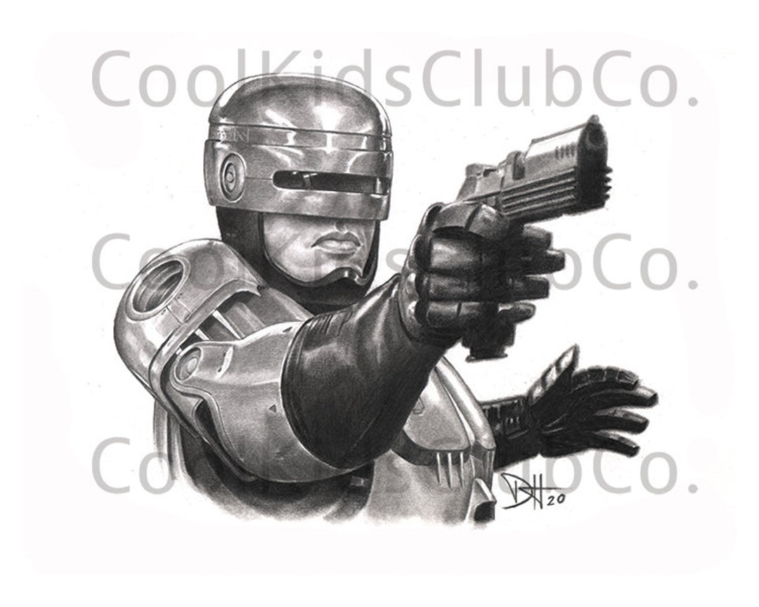 Robocop Drawing Portrait Print - Etsy