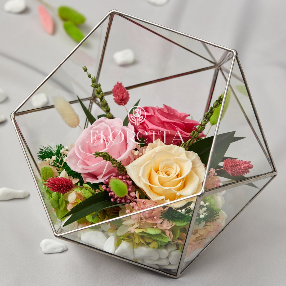 Florarium Icosahedron,50 Ct Eternal Rose,mosarium,terrarium,preserved ...