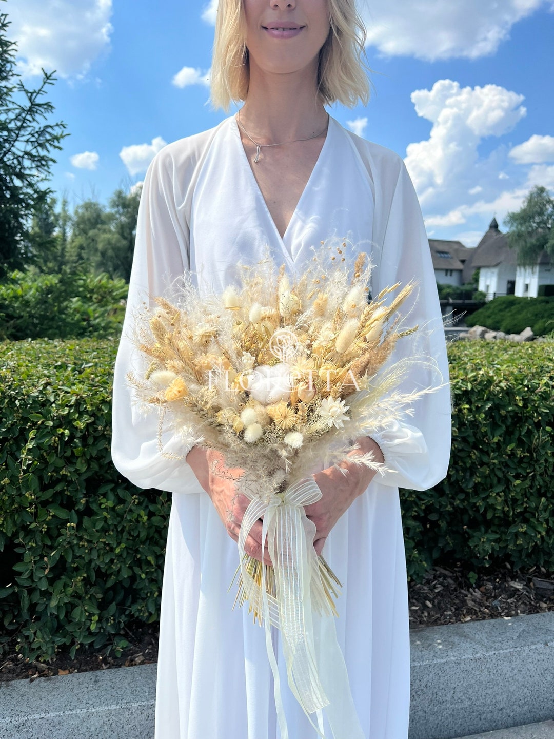 Boho Wedding Bouquet,dried Flower Bouquet,wedding Bouquets,wooden ...