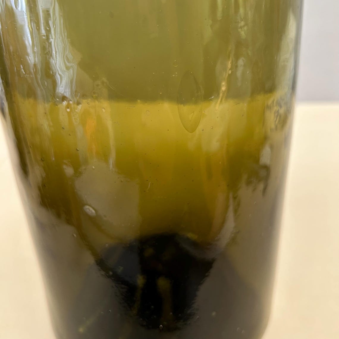 12” 31cm Large Antique French Blown Glass Truffle Jar Bottle Dark Olive ...