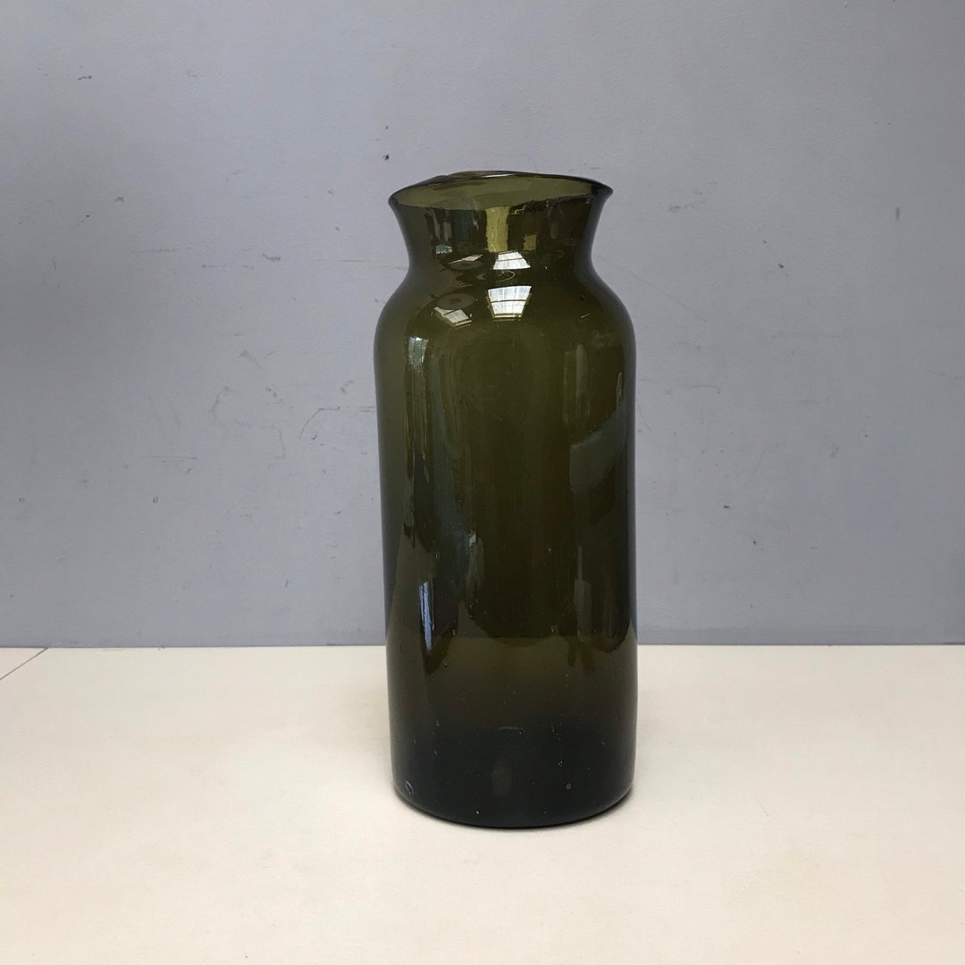 10 25cm Large Antique French Blown Glass Truffle Jar Bottle Dark Olive ...