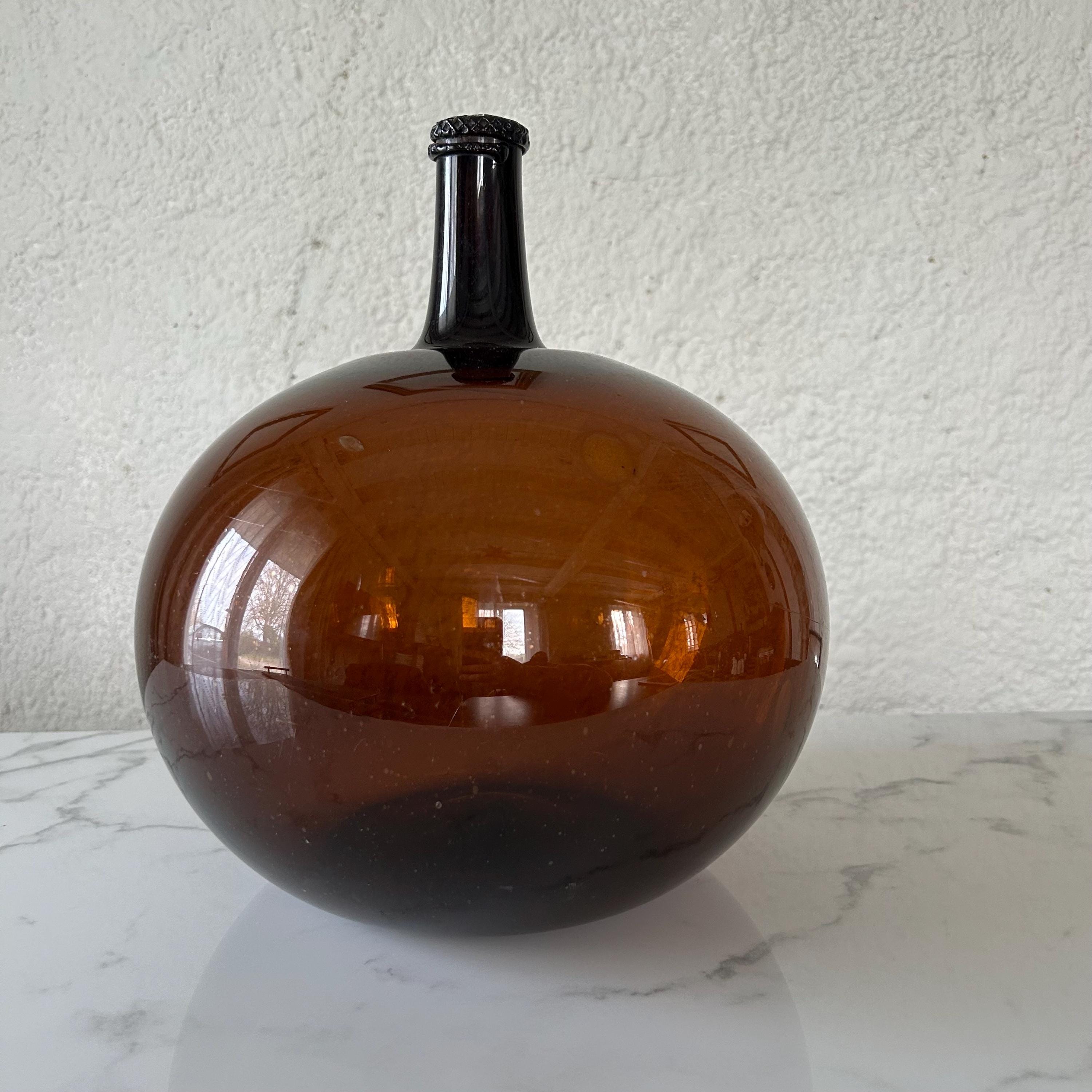 Large Antique French Globular Shape Mouth Blown Glass Demijohn Bottle ...