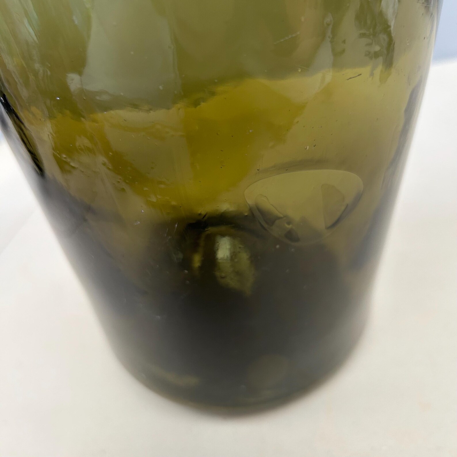 12” 31cm Large Antique French Blown Glass Truffle Jar Bottle Dark Olive ...