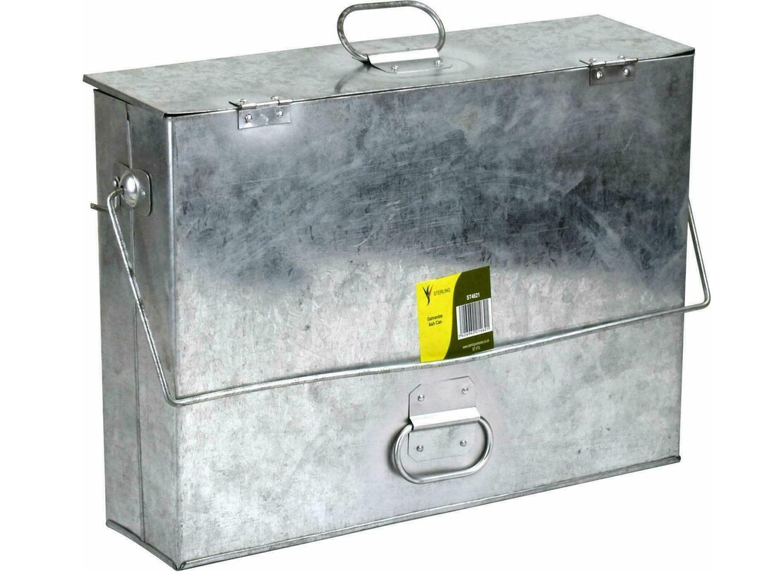 Ash Carrier Box Galvanised Metal Can Hot Fireplace Tidy Bucket ...
