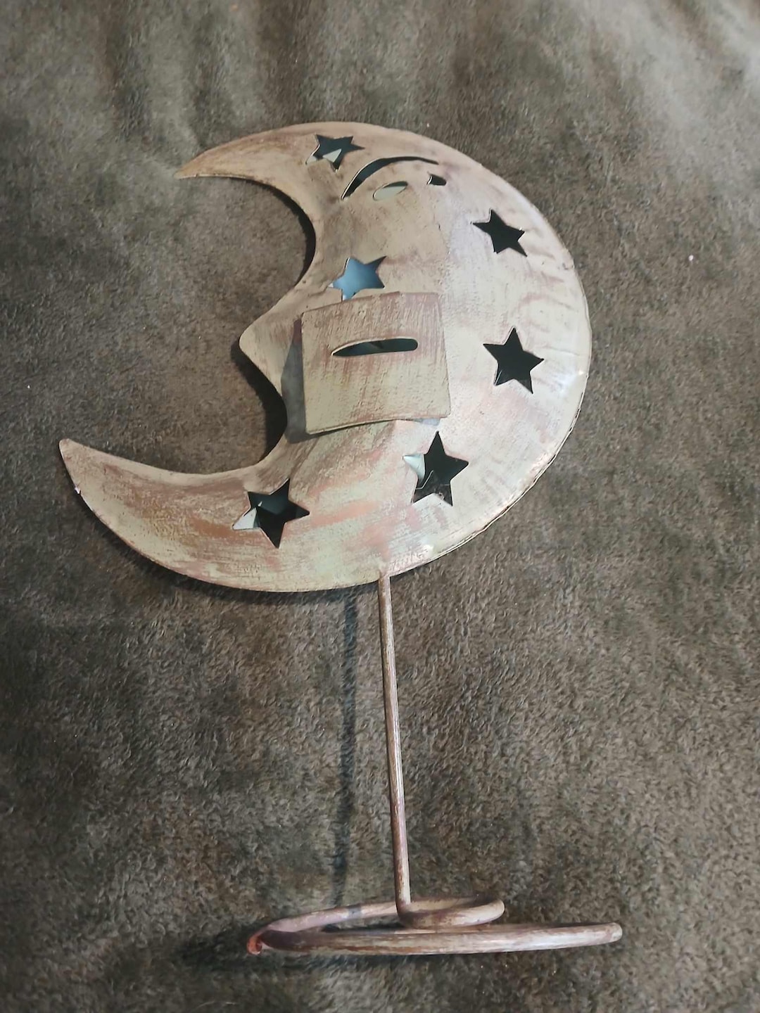 Metal Crescent Moon Statue on Stand - Etsy