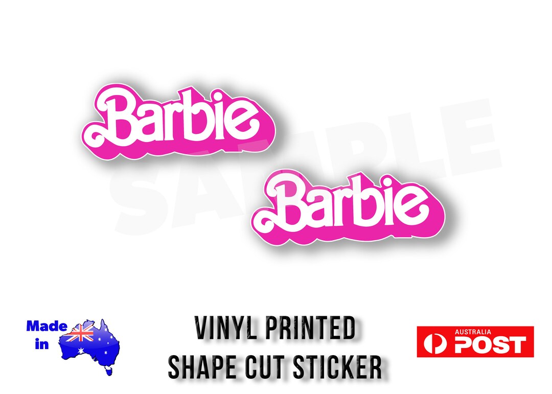 2 x Barbie autocollant vinyle imprimé et découpé en forme 100 mm ou 120 ...