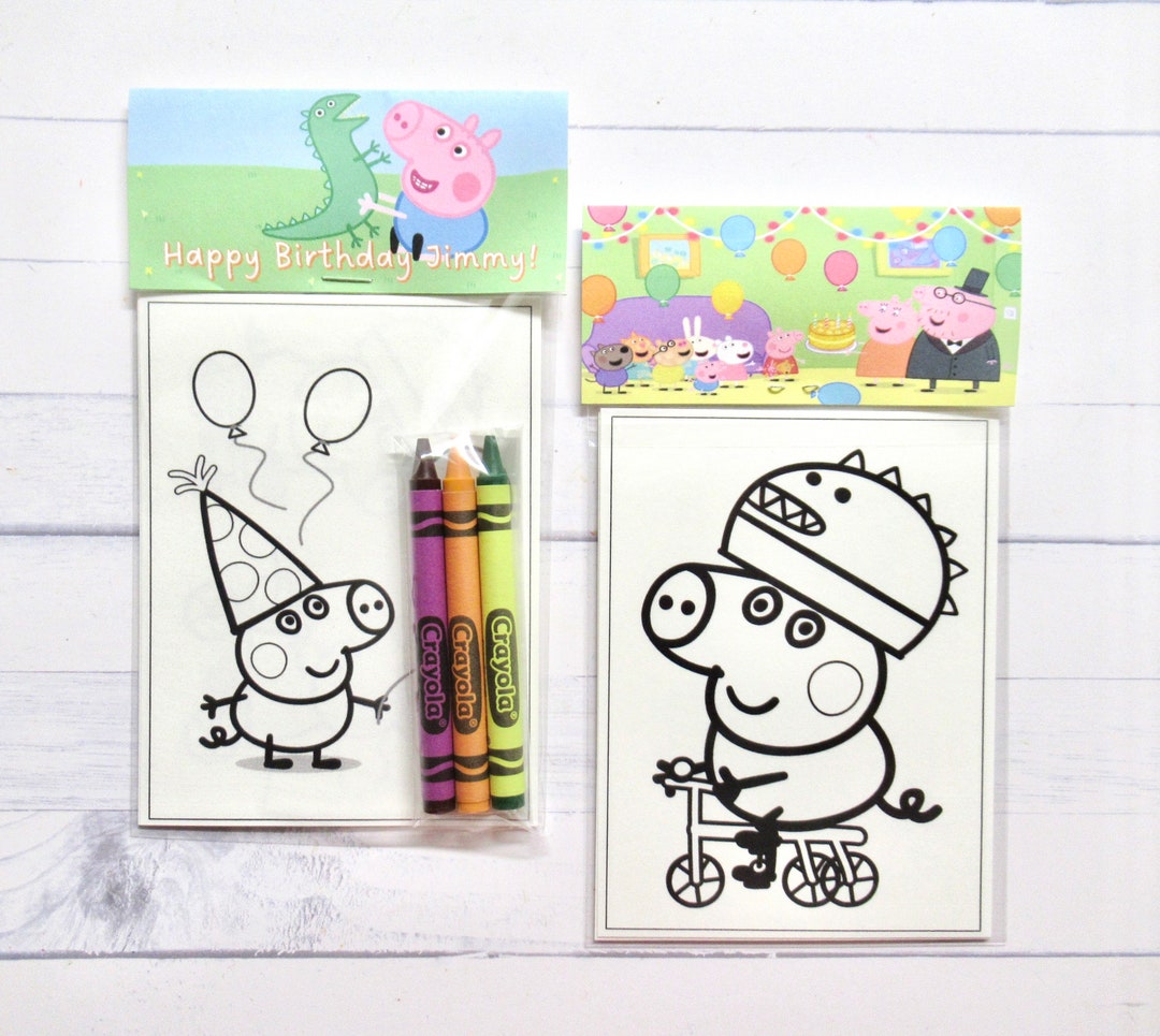Inspired GEORGE PIG Mini Coloring Pages and Crayons Birthday - Etsy