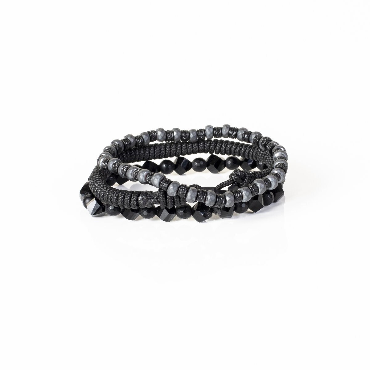 The Beaded Black and Gray Bracelet Set - Etsy