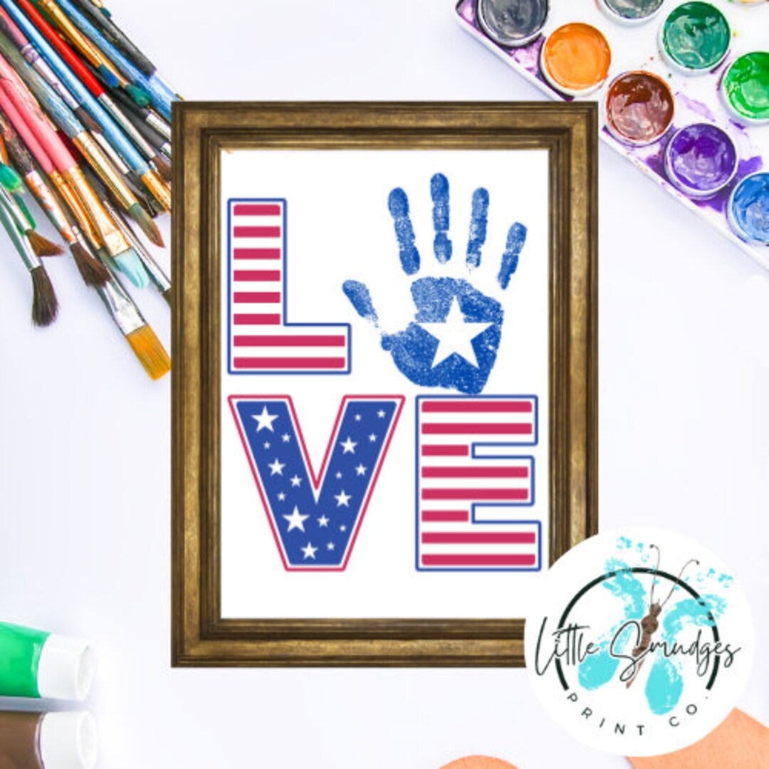 Love America 4th of July Handprint Art Download Independence Day ...