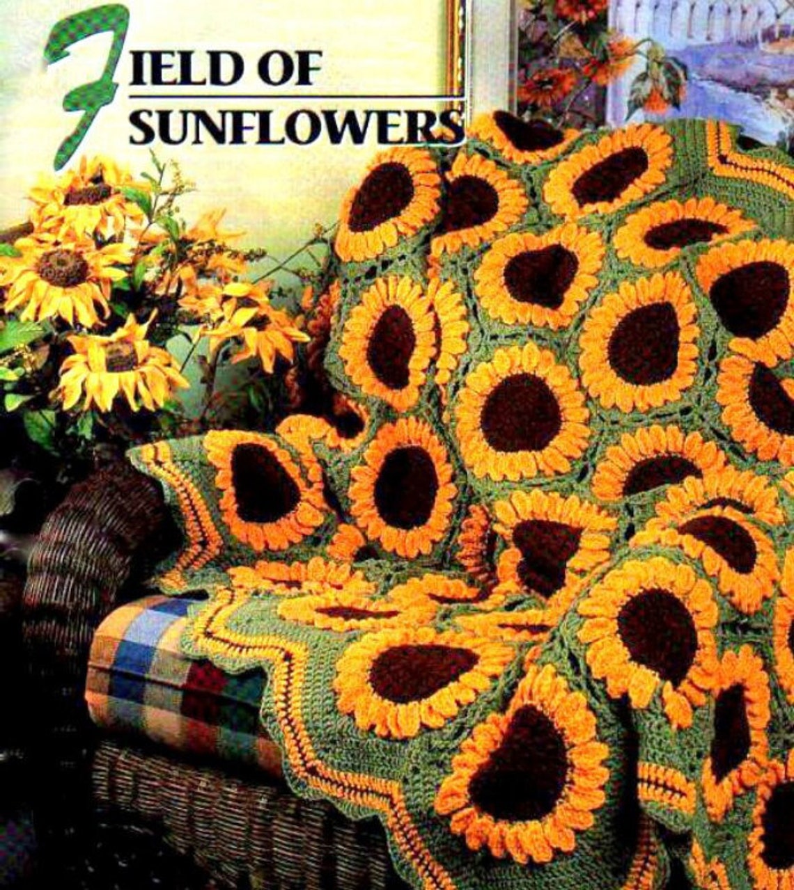 Vintage Crochet Sunflower Afghan Pattern Instant Download - Etsy