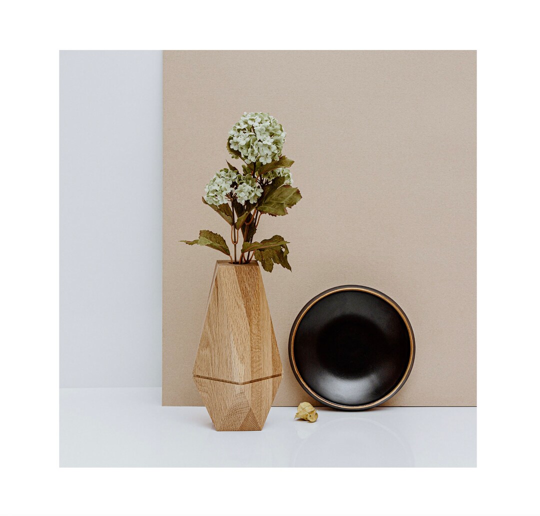 Unique Solid Wood Oak Vase Natural Material Perfect Gift Idea 10x10x25 ...