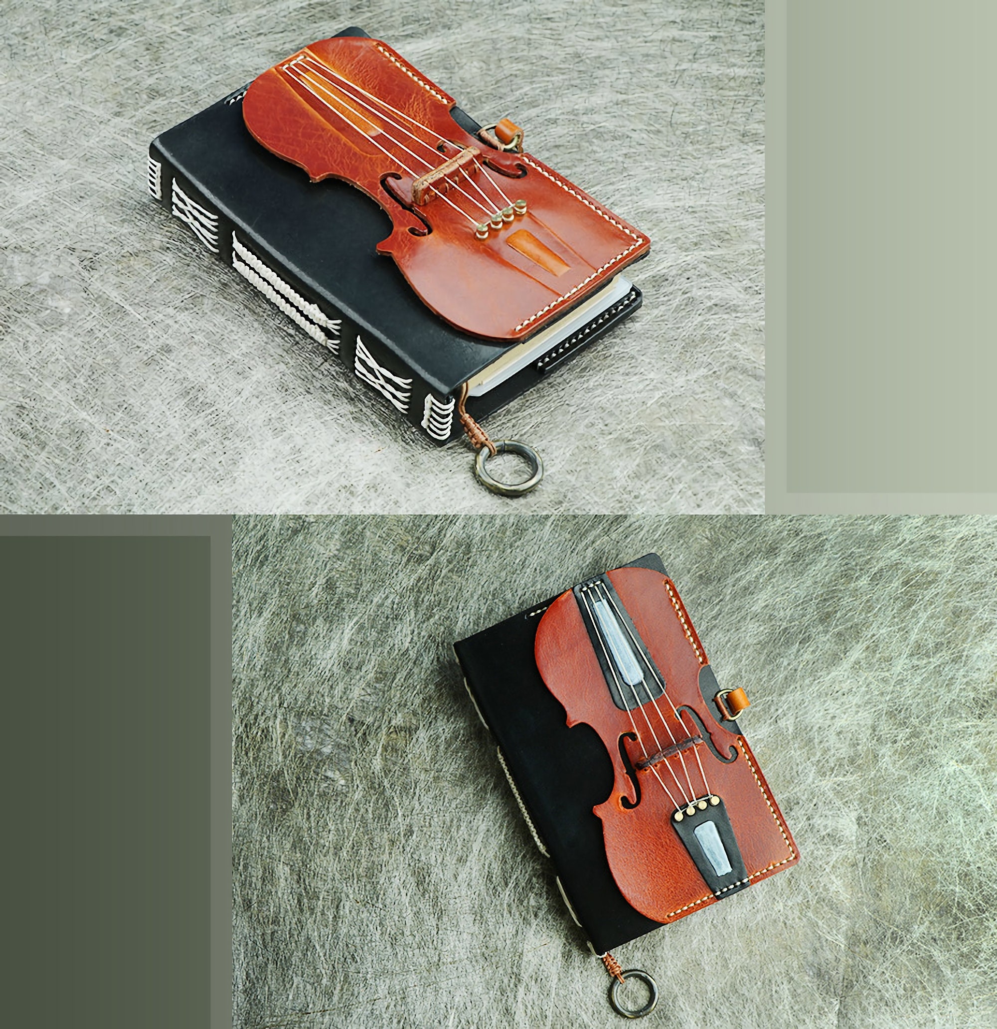 Cello & Violin Genuine Leather Journal / Personalized Looseleaf Cowhide ...