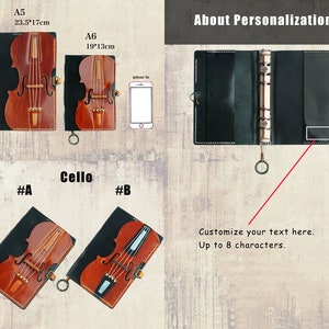Cello & Violin Genuine Leather Journal / Personalized Looseleaf Cowhide ...