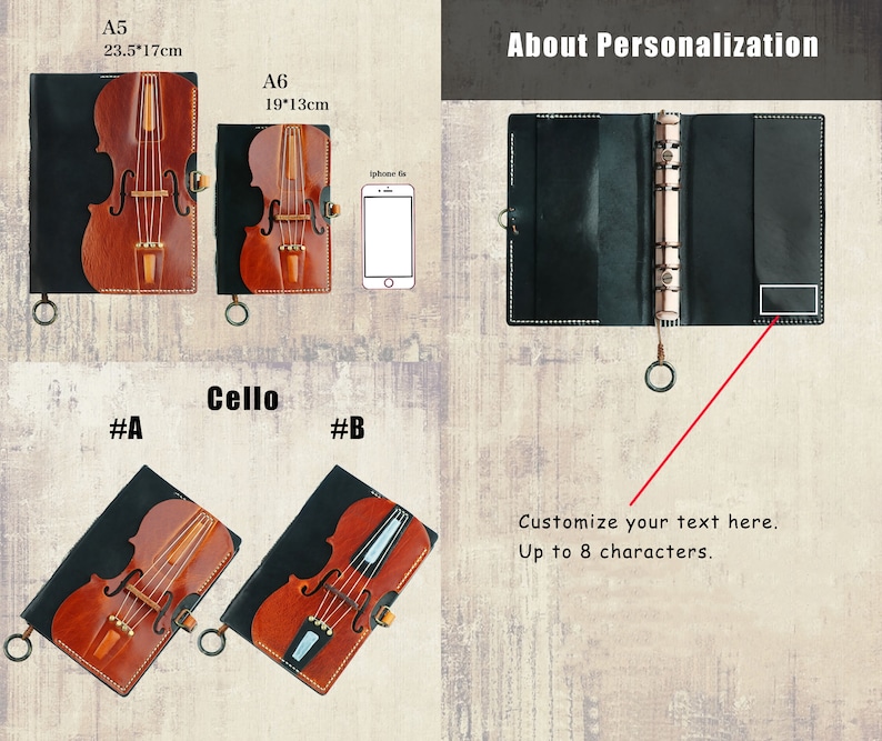 Cello & Violin Genuine Leather Journal / Personalized - Etsy