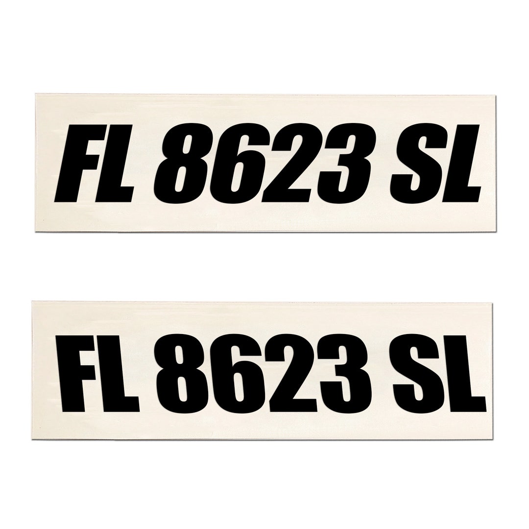 Boat Registration Numbers - 3" Tall State Legal Registration Vinyl ...