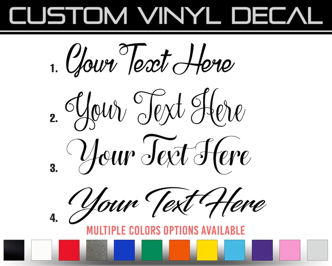 Custom Script Text Vinyl Decal Sticker - Etsy