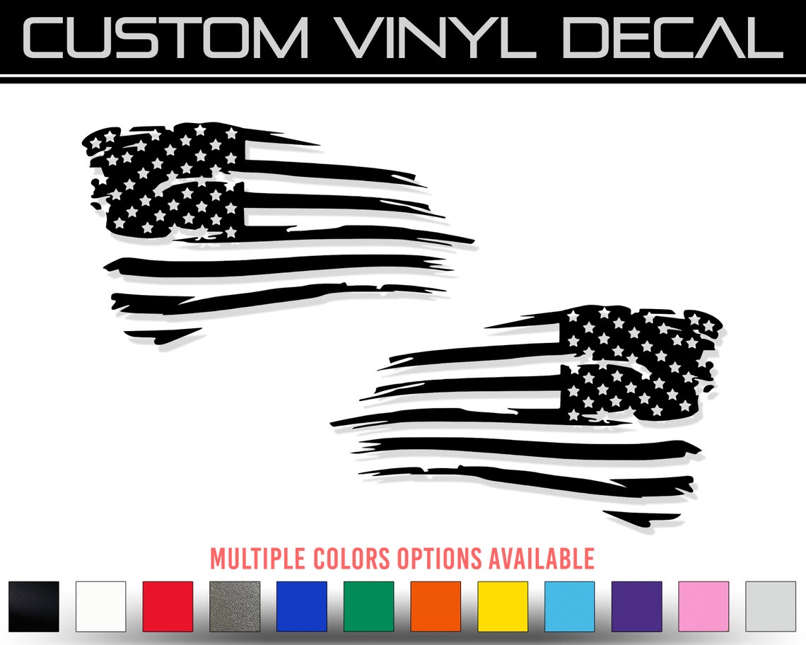 Distressed American Flag Vinyl Decal Sticker Set of Two One - Etsy