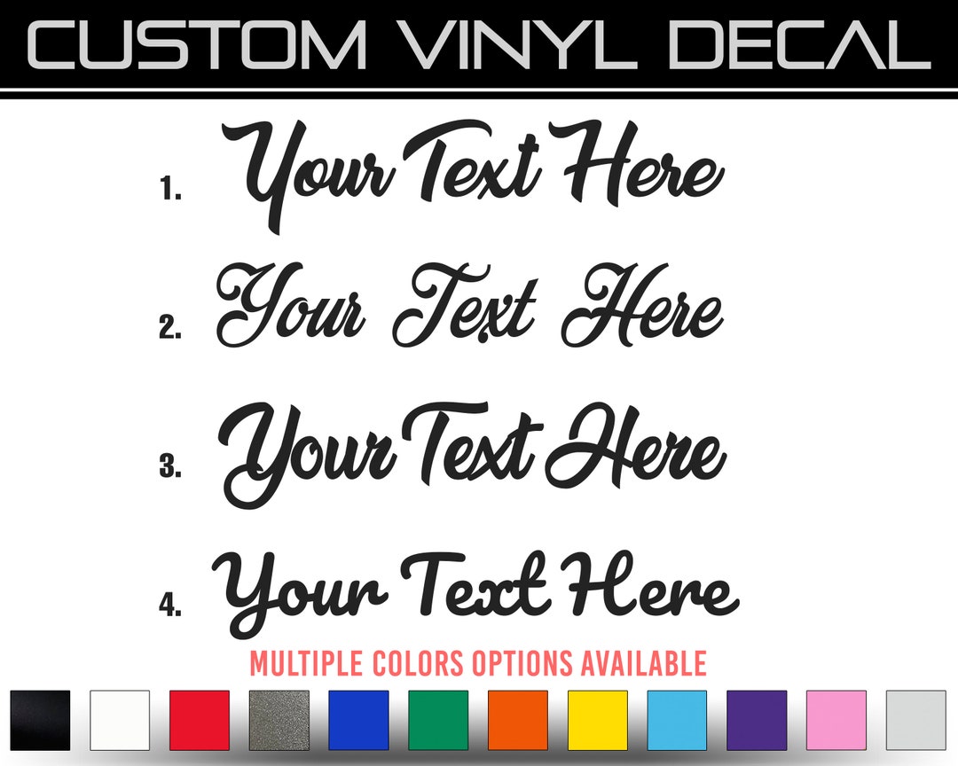 Custom Text Personalized Vinyl Decal Sticker | Script Fancy Fonts - Etsy Custom Text Personalized Vinyl Decal Sticker | Script Fancy Fonts - Etsy