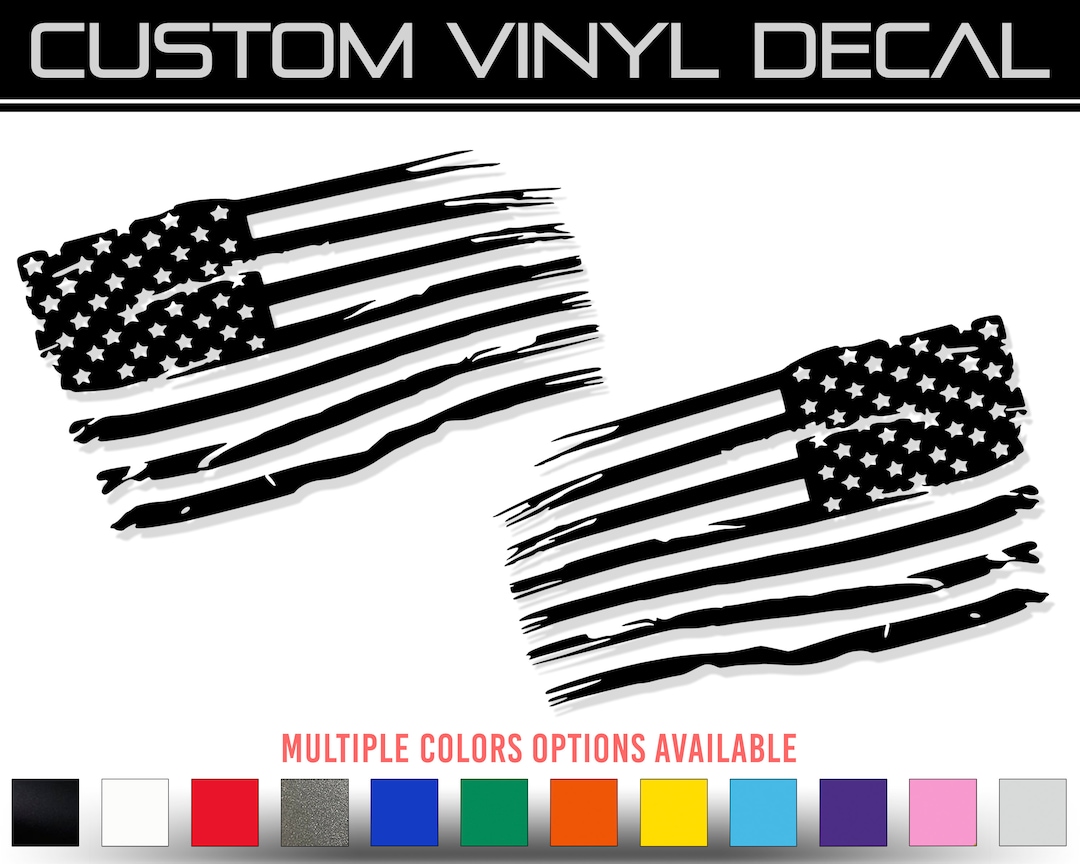 Distressed American Flag Vinyl Decal Sticker - PAIR - Right Facing ...