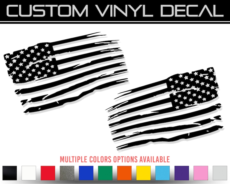 Distressed American Flag Vinyl Decal Sticker - PAIR - Right Facing ...
