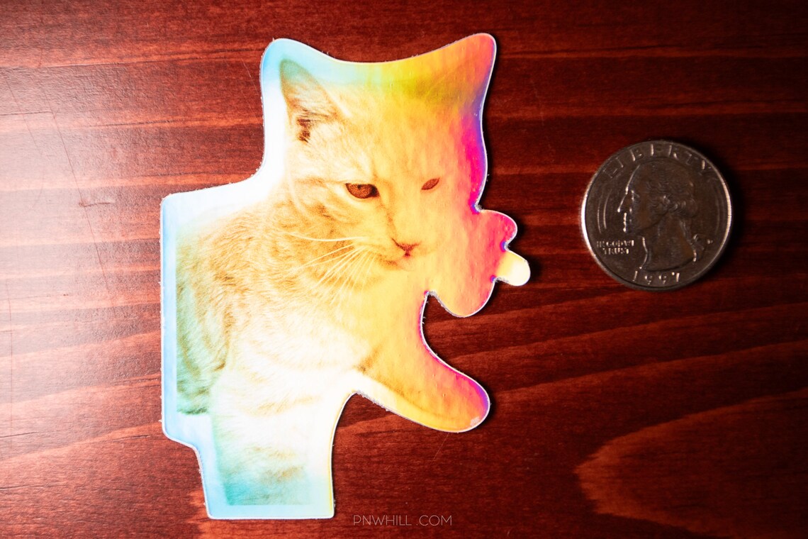 Holographic Kitty Sticker Cute Rainbow Cat Decal for Cat Lovers and Pet ...