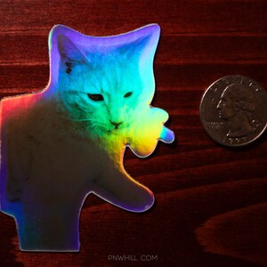 Holographic Kitty Sticker - Cute Rainbow Cat Decal for Cat Lovers and ...