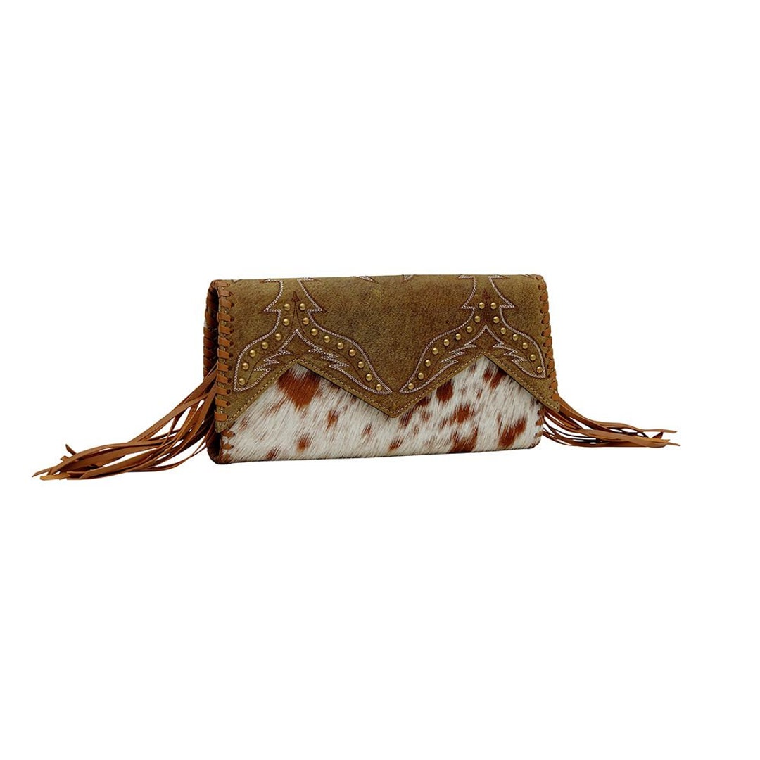 Myra Genuine Leather and Hide Fringe Clutch Wallet, Western, Hair on ...