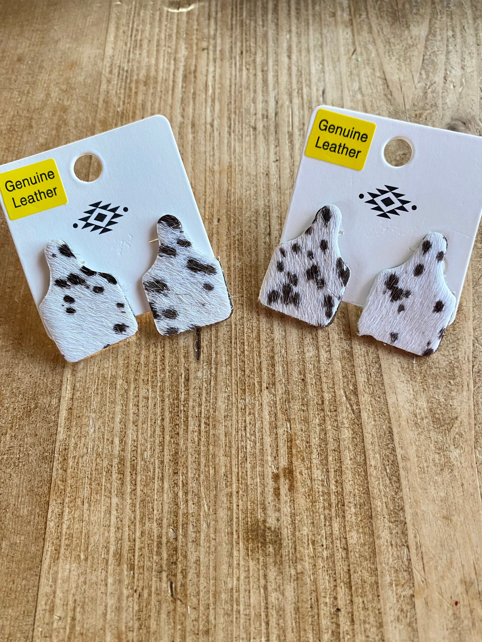 Genuine Leather Cowhide Cattle Tag Stud Earrings Hair on Hide - Etsy