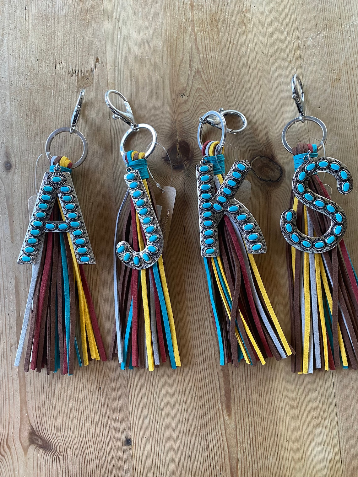 Western Initial Monogram Pendant Key Chain Suede Leather - Etsy