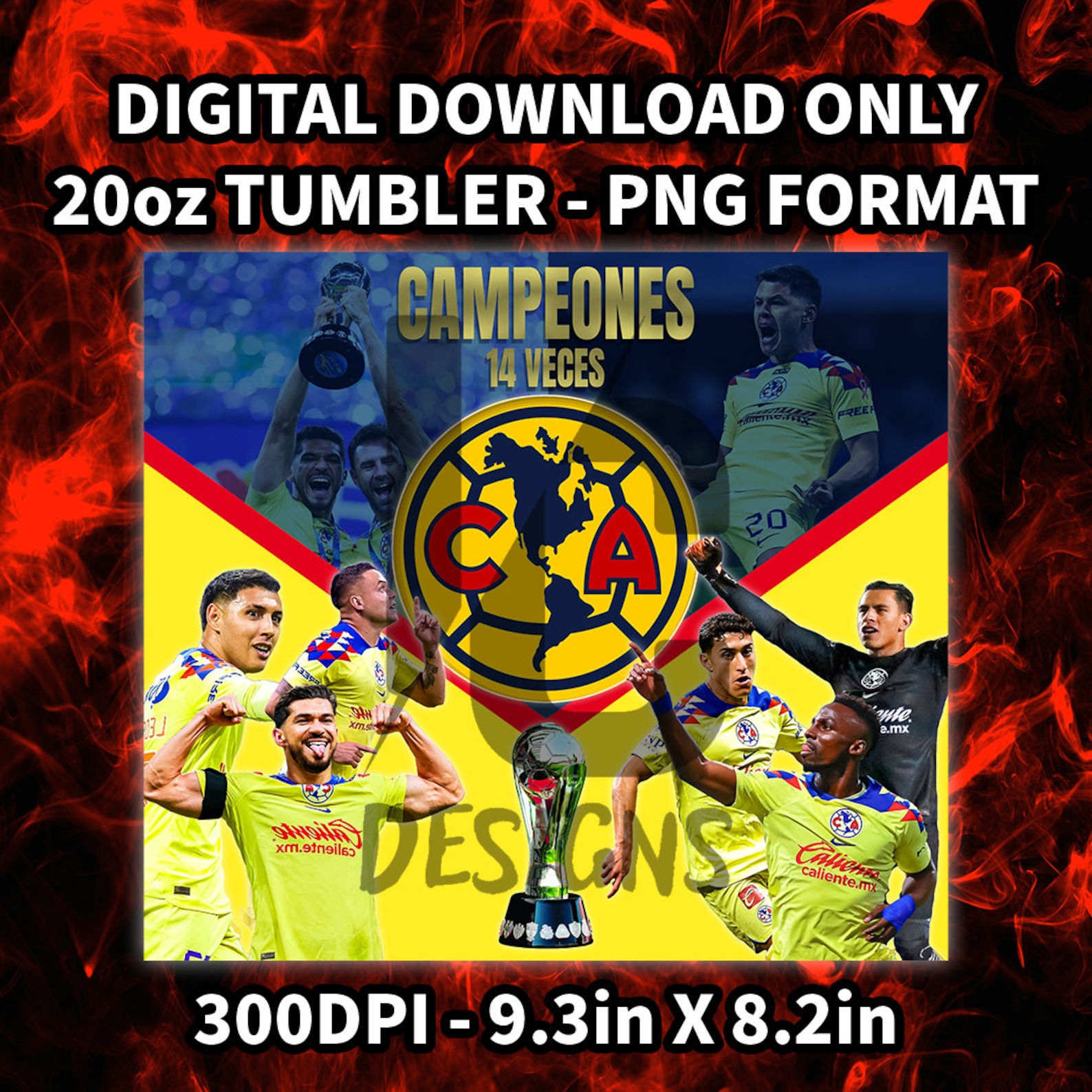 Club America Campeon 2023 Tumbler Wrap PNG - Etsy