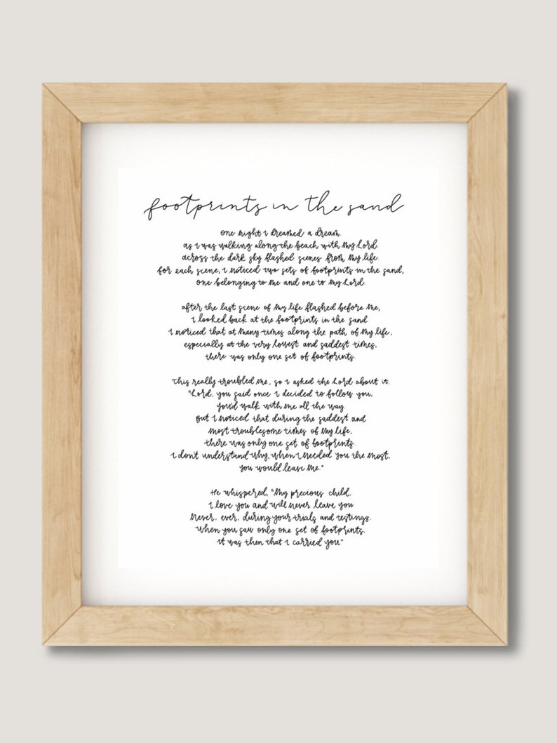 Footprints in the Sand Poem | Hand Lettered Poem | Footprints Quote ...