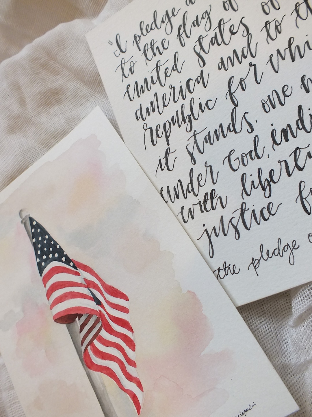 American Flag and Pledge | Watercolor Artwork | Faceless Artwork ...