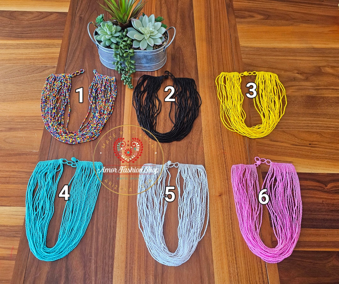 Beaded Strand Necklace: Single Color, 24-strand - Etsy