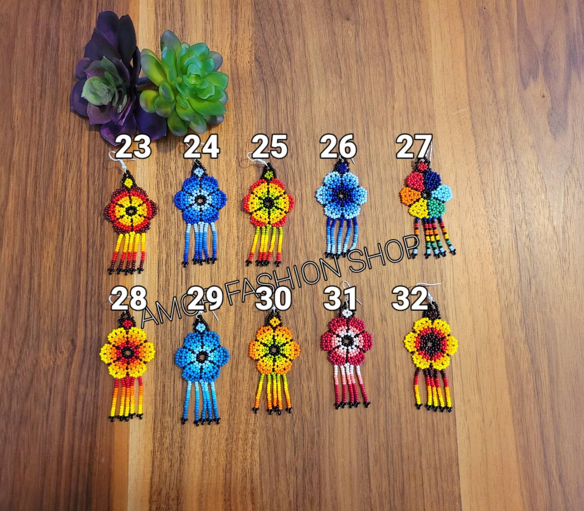 Colorful Flower Cristal Beaded Handcrafted Indigenous Native | Etsy