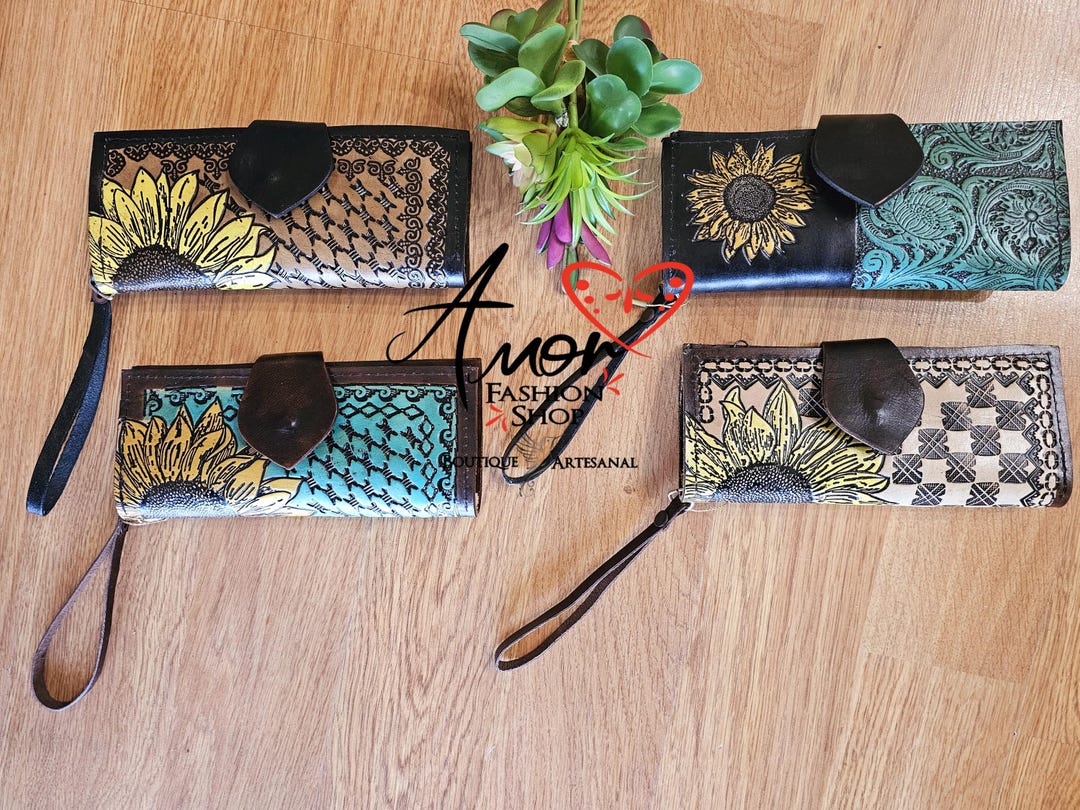 Genuine Mexican Die Cut Hand Painted Wallet Wristlet - Piel Genuina ...