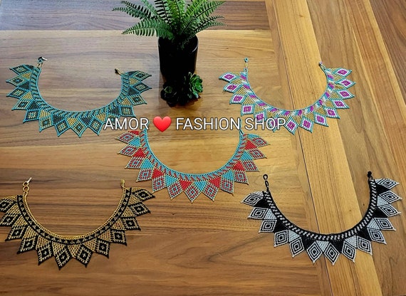 Lovely Beaded Native Tribal Indigenous Collar Necklace - Etsy