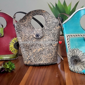 Hand Painted Mexican Canasta Bucket Bag With Top Handle or Crossbody ...