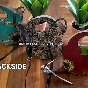 Hand Painted Mexican Canasta Bucket Bag With Top Handle or Crossbody ...
