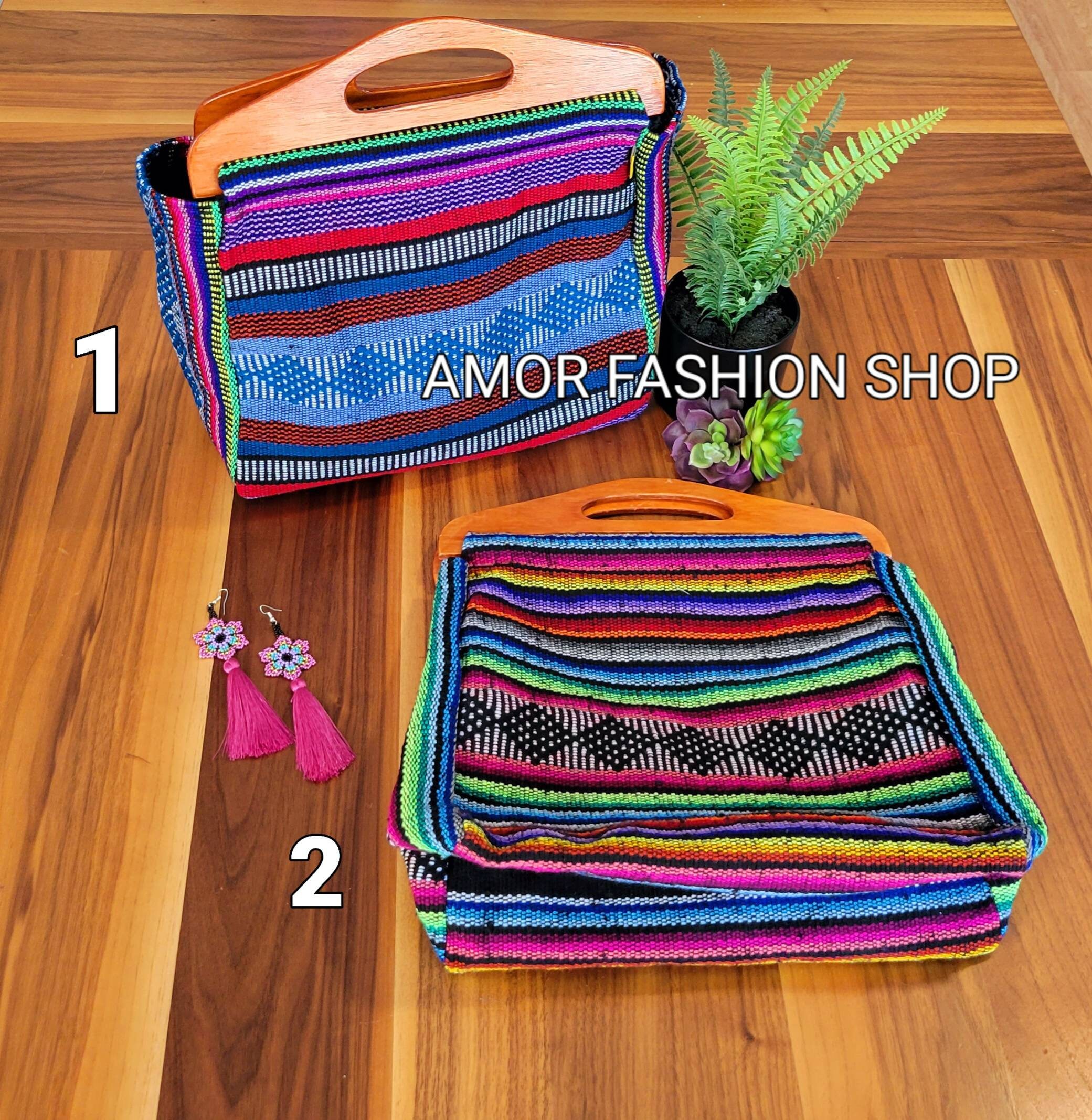 Boho Handcrafted w/ Wood and Mexican Jerga Fabric Tote Bag Boho Mexican ...