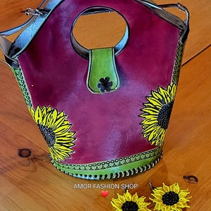 Hand Painted Mexican Canasta Bucket Bag With Top Handle or Crossbody ...