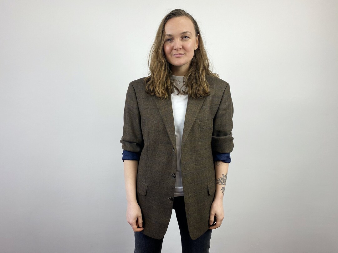 Brown Tweed Jacket Vintage Wool Blazer Plaid Westbury Tweed Blazer ...